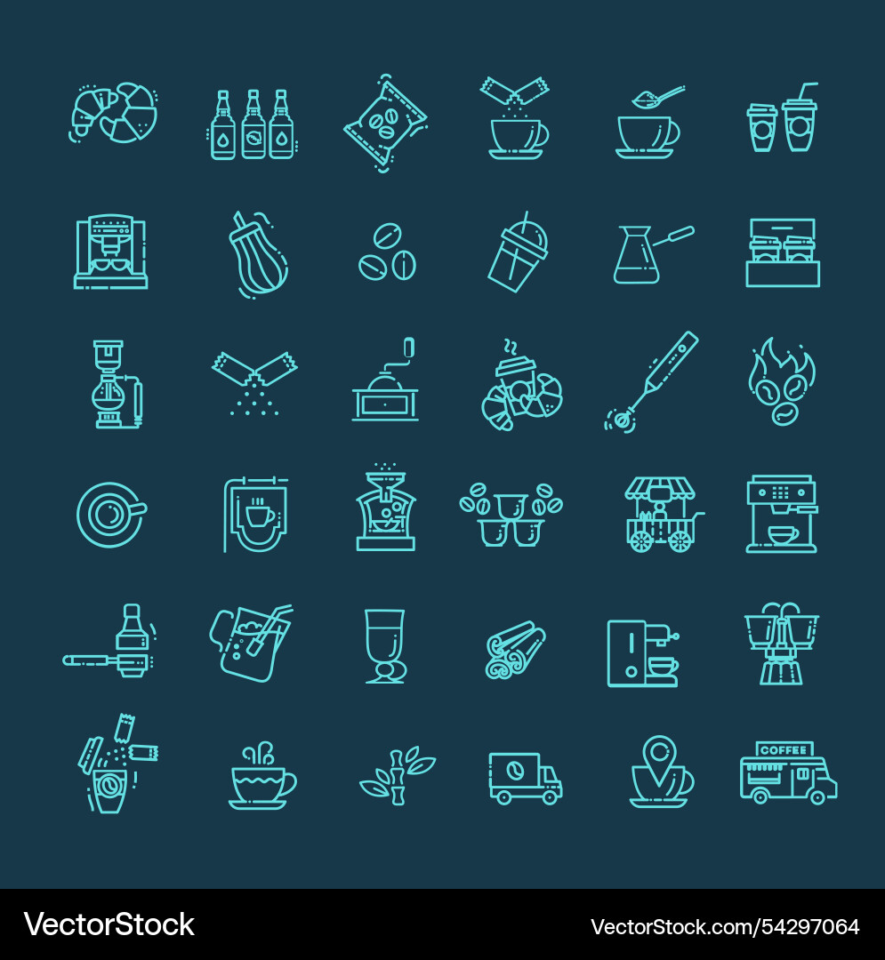 Coffee icons set thin line design Royalty Free Vector Image