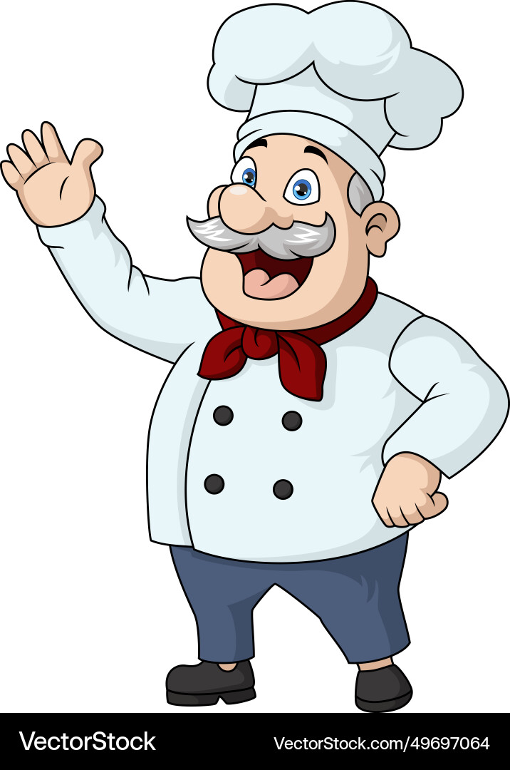 Cute chef cartoon waving hand Royalty Free Vector Image