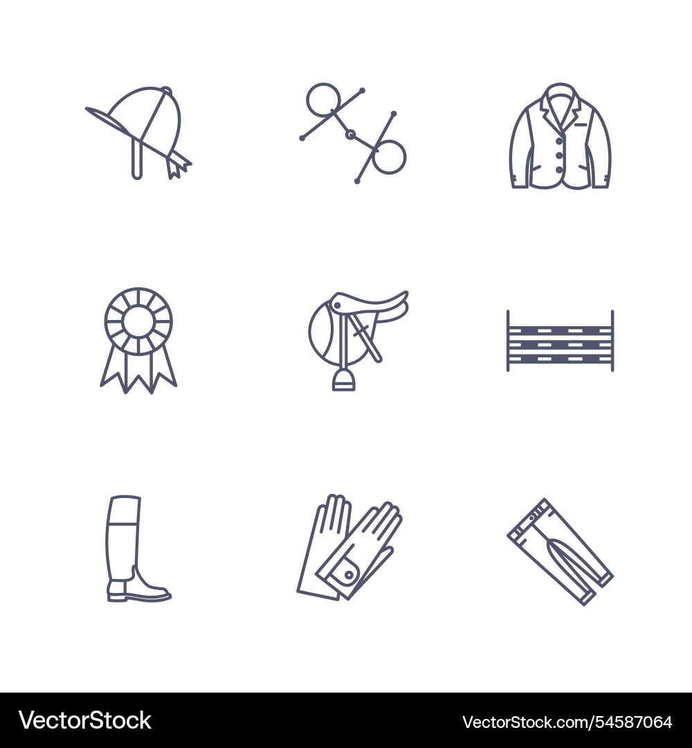 Equestrian outline icons Royalty Free Vector Image