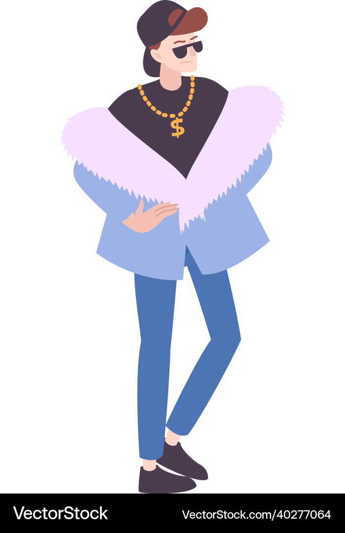 Fur coat rapper composition Royalty Free Vector Image