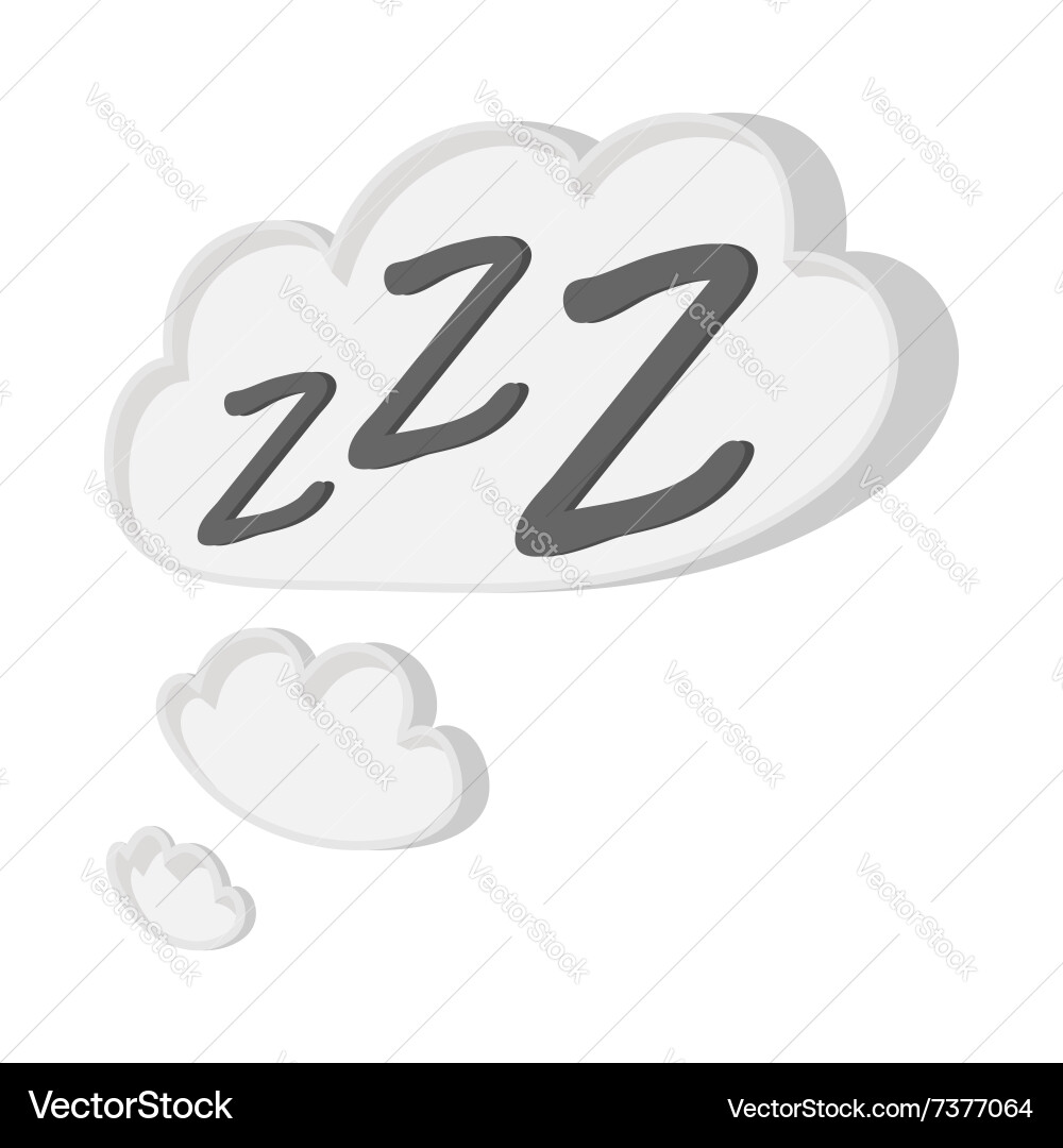 White cloud with zzz cartoon icon Royalty Free Vector Image