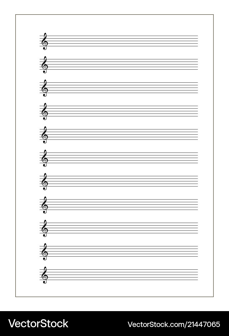 A4 music sheet with note stave treble clef Vector Image