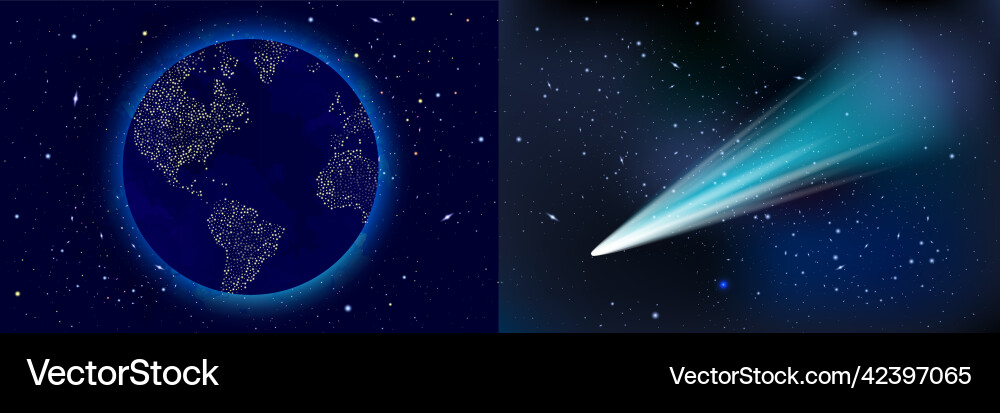 Cosmology with universe galaxy sun planets Vector Image