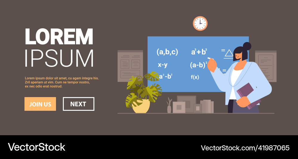 Female teacher solving math problem on digital Vector Image