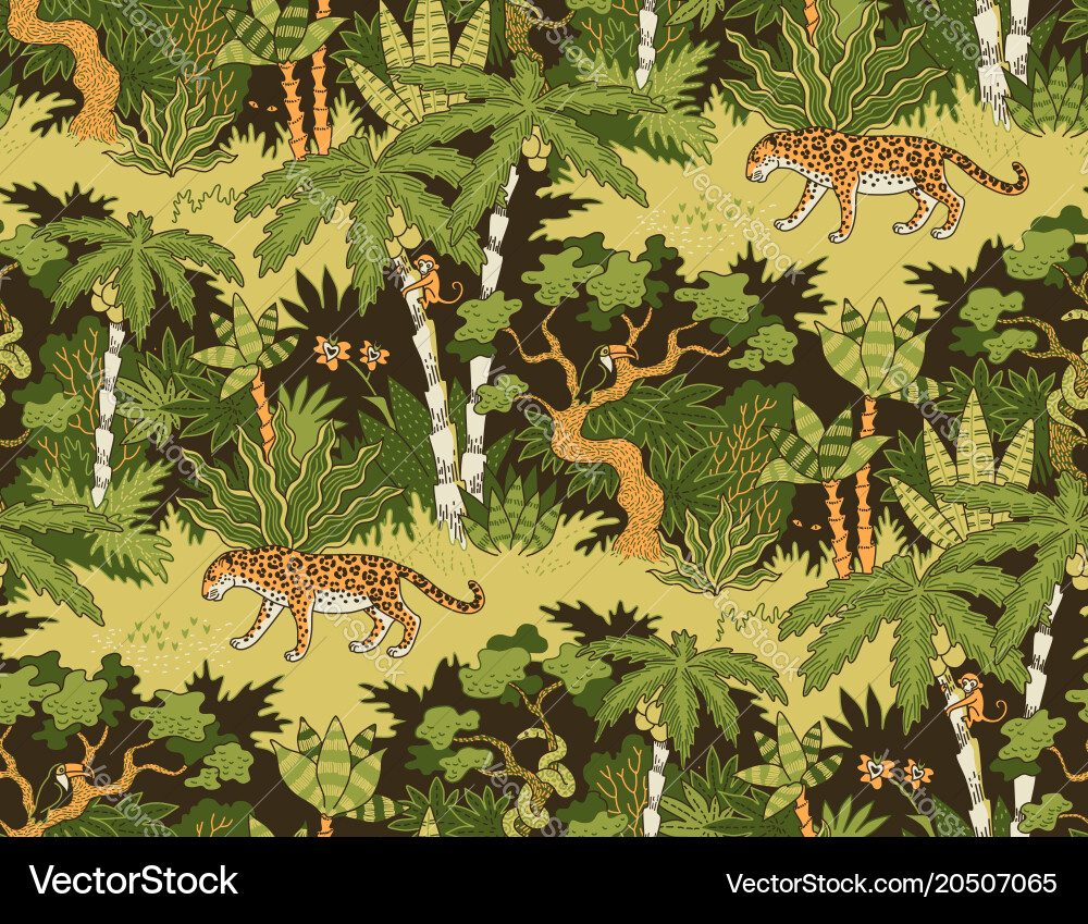 Jungle seamless pattern Royalty Free Vector Image