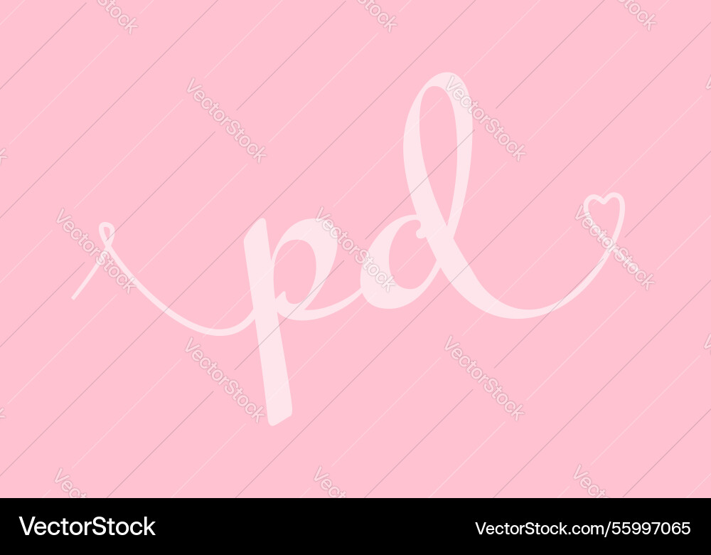Pd initial wedding monogram calligraphy hand Vector Image
