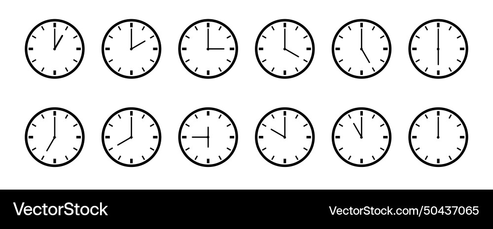 Set of watches with different times clock Vector Image