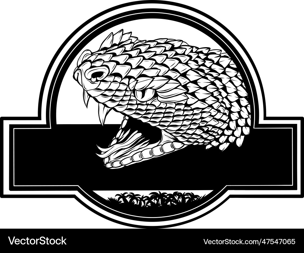 Snake head outline in black and white Royalty Free Vector