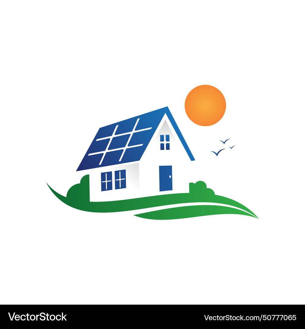 Solar home and sun save energy power natural Vector Image