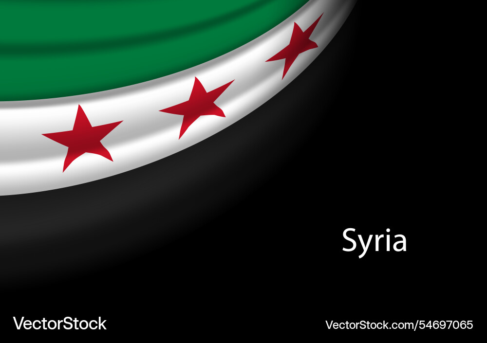 Syria flag ribbon design with text Royalty Free Vector Image