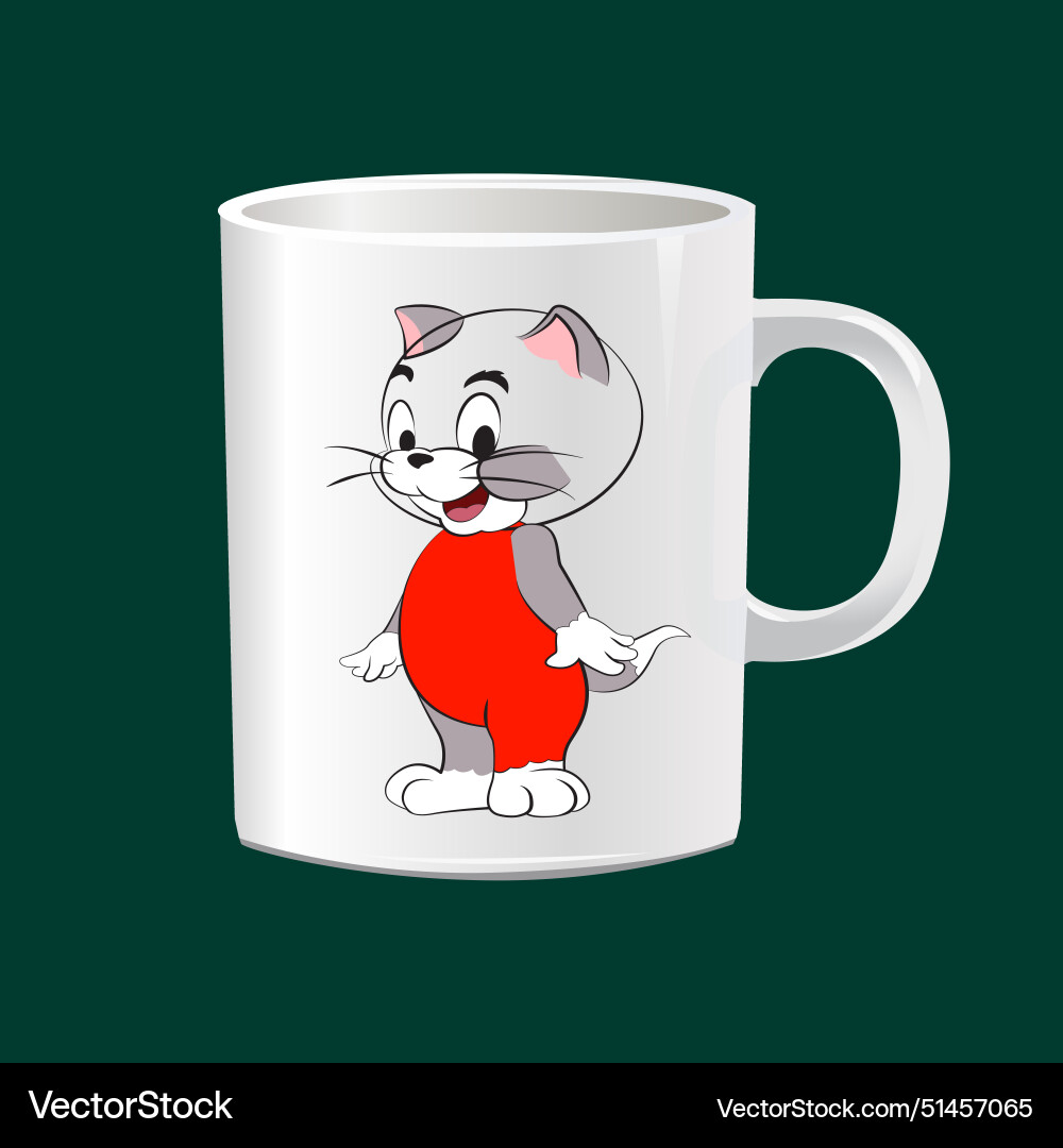 Tom jerry cartoon cup design Royalty Free Vector Image