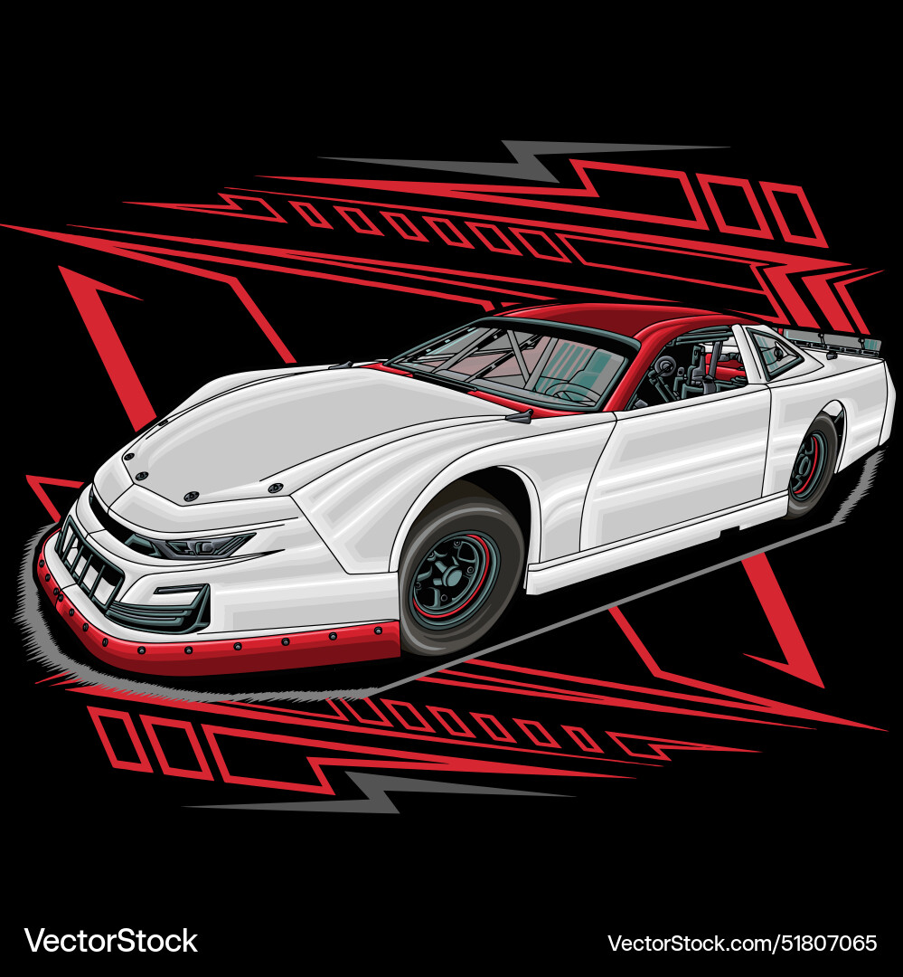 White drag racing car with red strip Royalty Free Vector