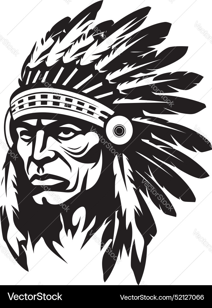 Brave warrior apache logo emblem silent guardian Vector Image