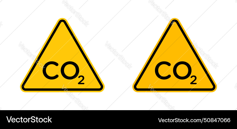 Co2 warning sign icon set alert for carbon Vector Image