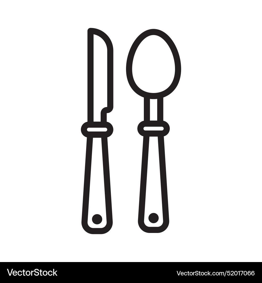 Cutlery icon black line art Royalty Free Vector Image