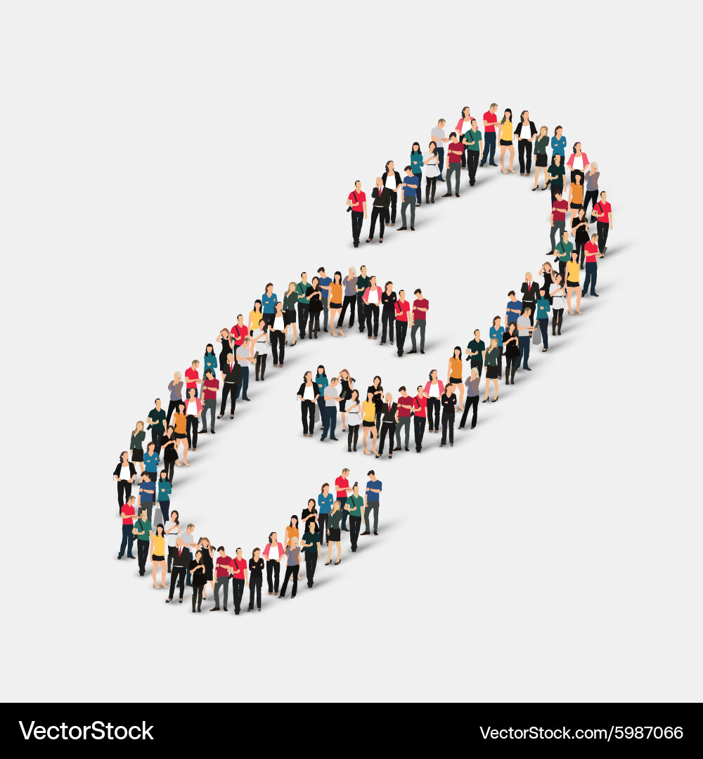 Group people form chain link Royalty Free Vector Image