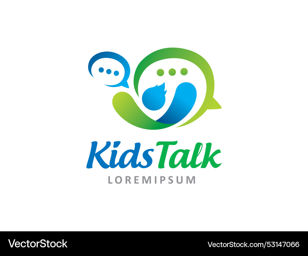 Kids talk logo symbol or icon template Royalty Free Vector