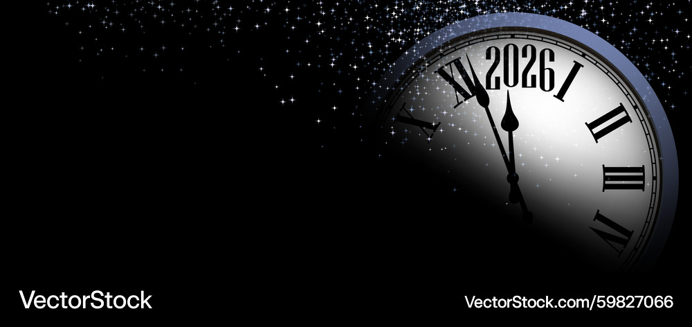 Midnight Countdown Clock 2026 Royalty Free Vector Image