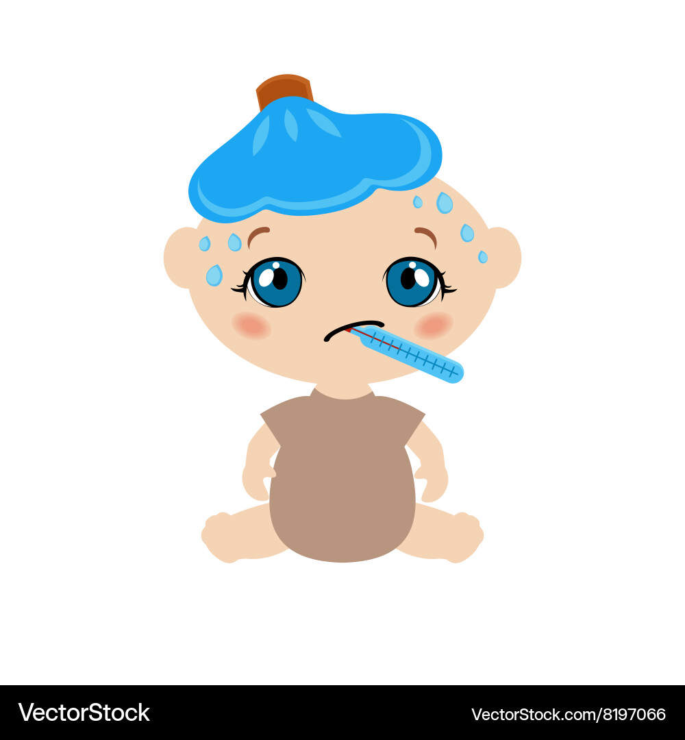 Sick baby Royalty Free Vector Image - VectorStock