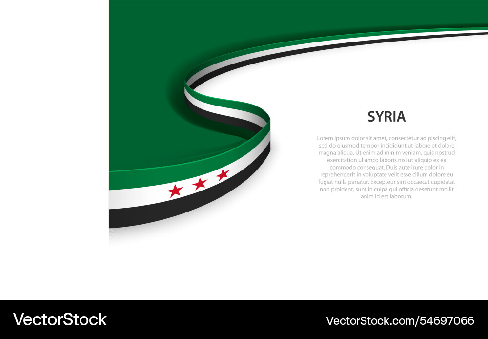 Syria flag ribbon design with text Royalty Free Vector Image