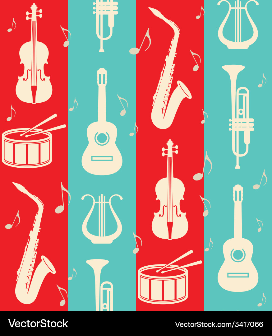 Vintage Music Instruments Background Royalty Free Vector