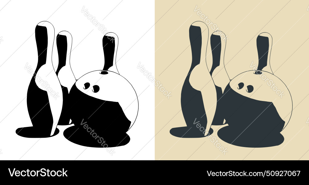 Bowling ball and skittles Royalty Free Vector Image
