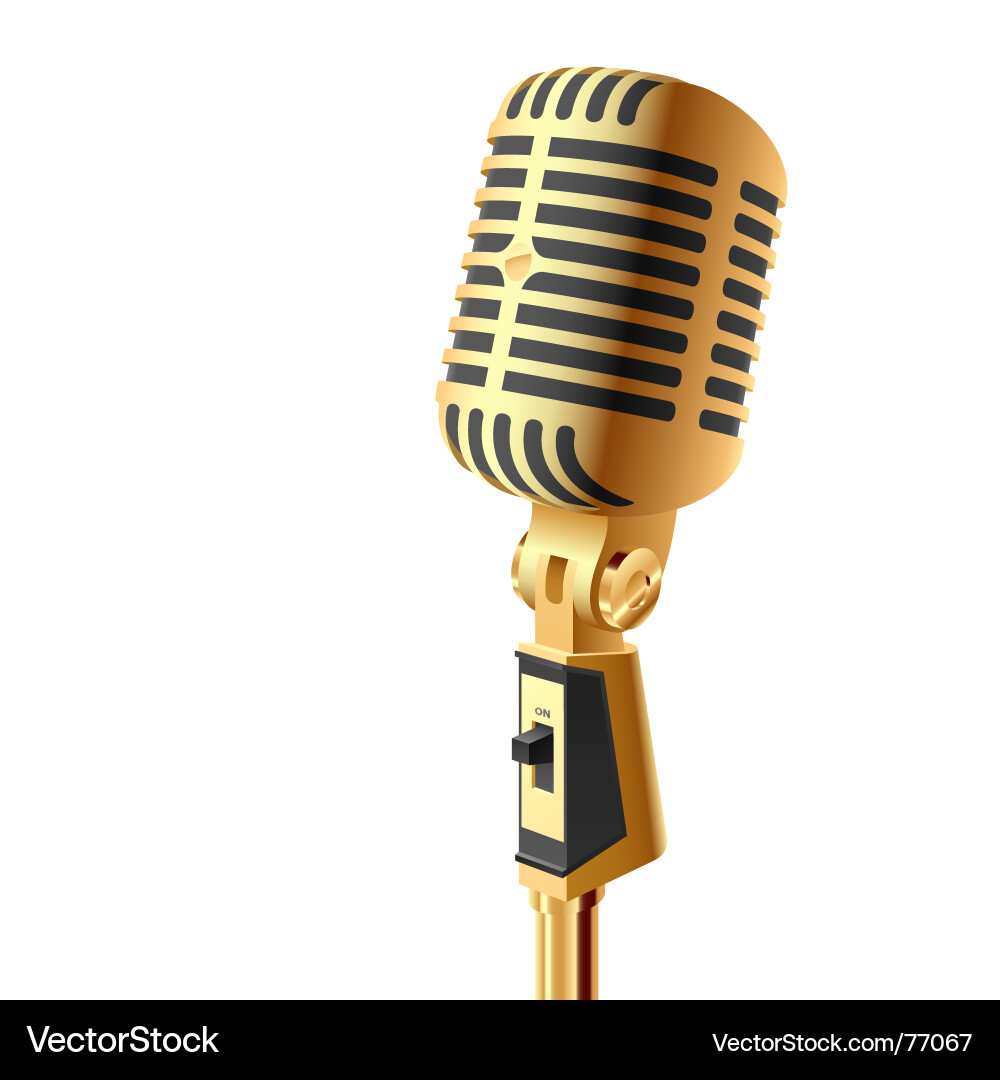 Gold microphone Royalty Free Vector Image - VectorStock
