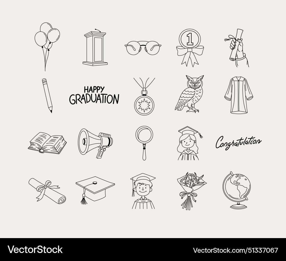 Graduation clipart collection Royalty Free Vector Image