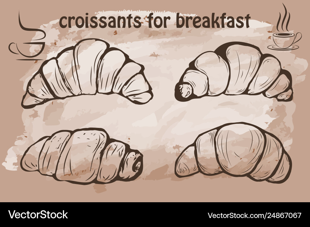 Hand drawn beautiful croissant Royalty Free Vector Image