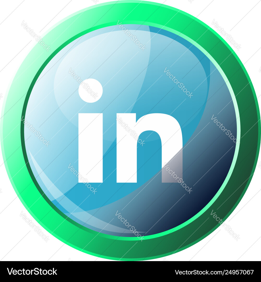 Linkedin logo bubble with green round frame icon Vector Image