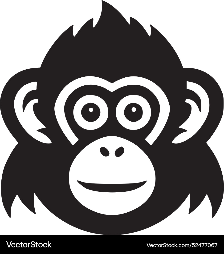 Monkey - black and white isolated icon Royalty Free Vector