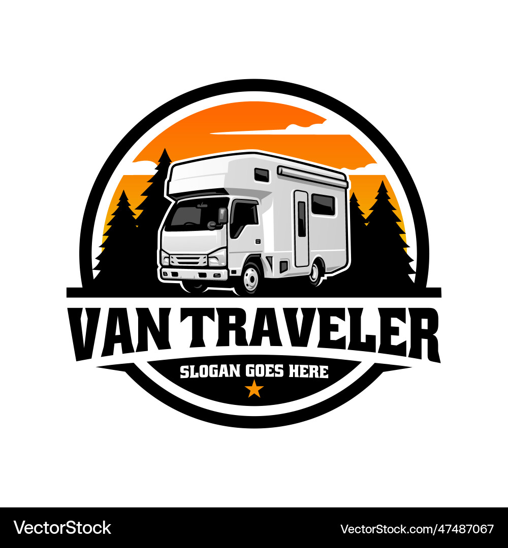 Rv camping car logo Royalty Free Vector Image - VectorStock