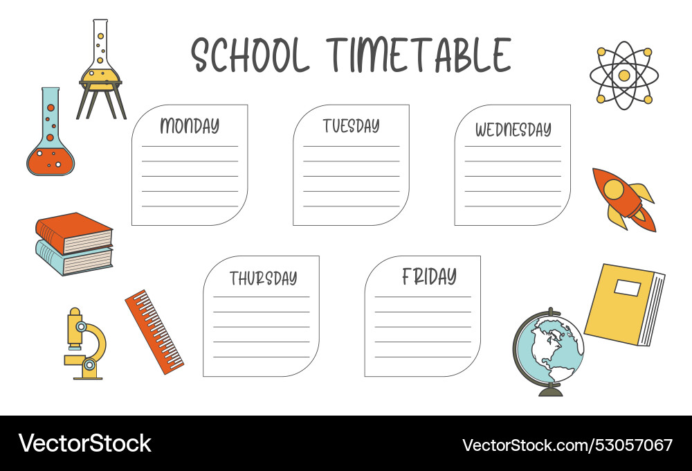 School timetable poster template Royalty Free Vector Image