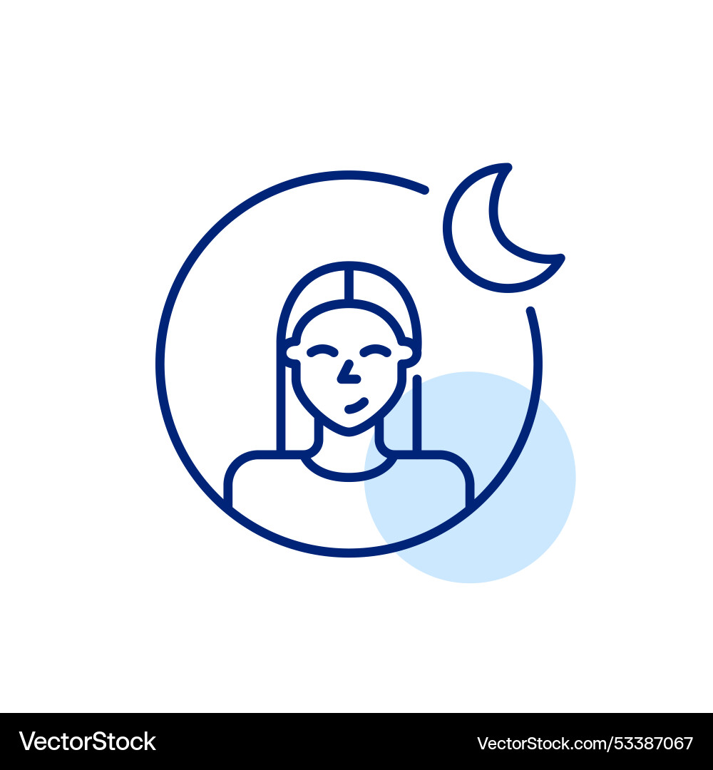Woman user avatar and crescent moon quiet mode Vector Image