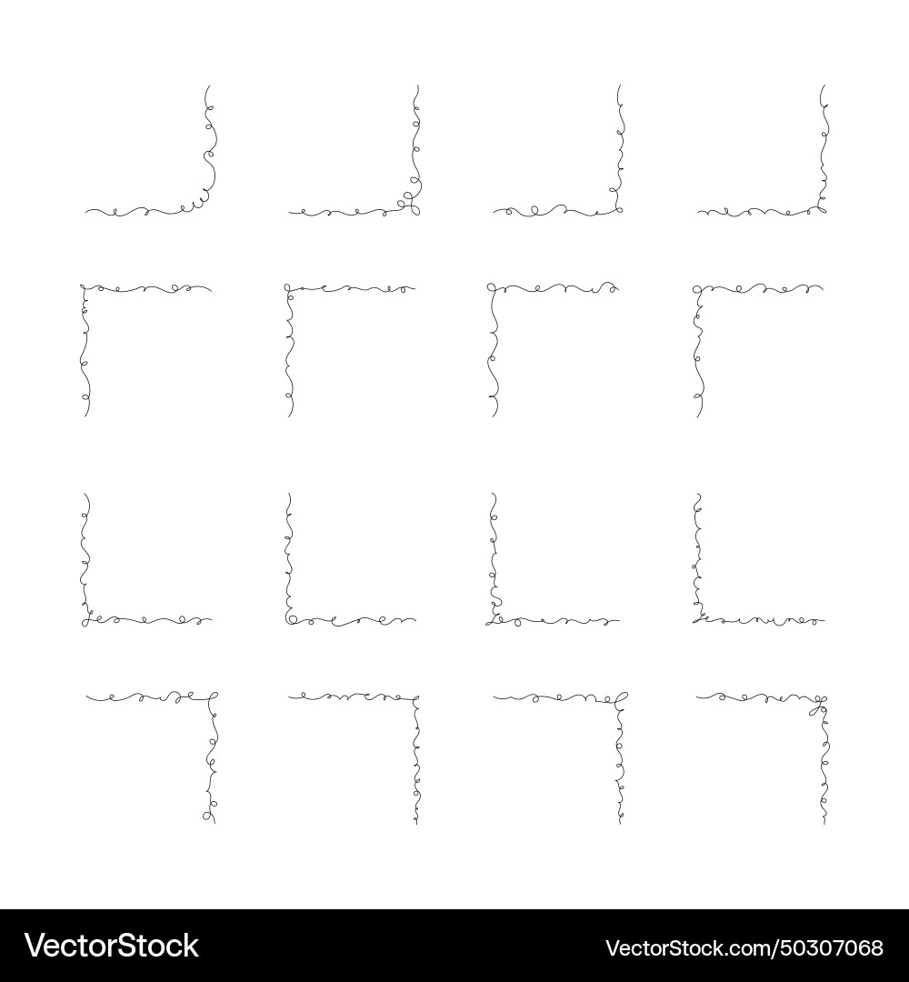 Aesthetic abstract swirl corner frame art Vector Image