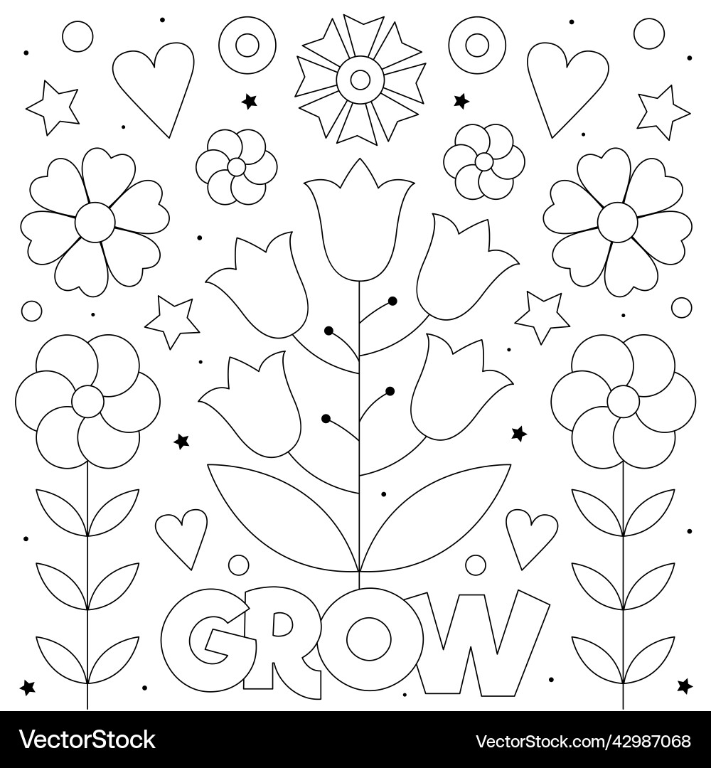 Grow coloring page black and white Royalty Free Vector Image