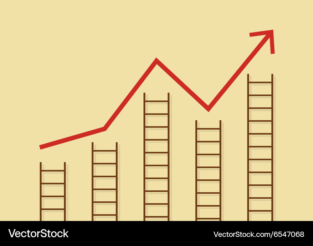 Growth chart with ladders Royalty Free Vector Image