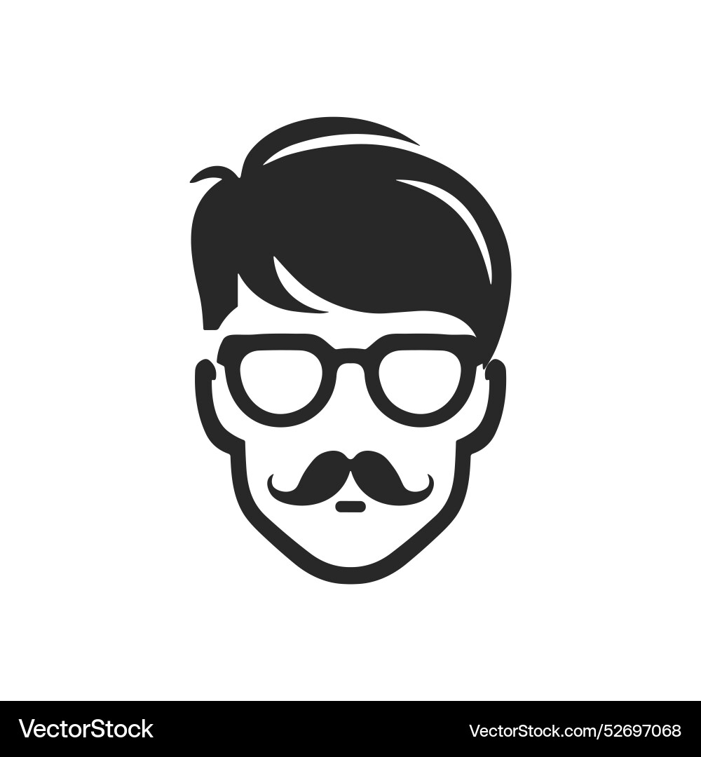 Hipster beard man face head icon Royalty Free Vector Image