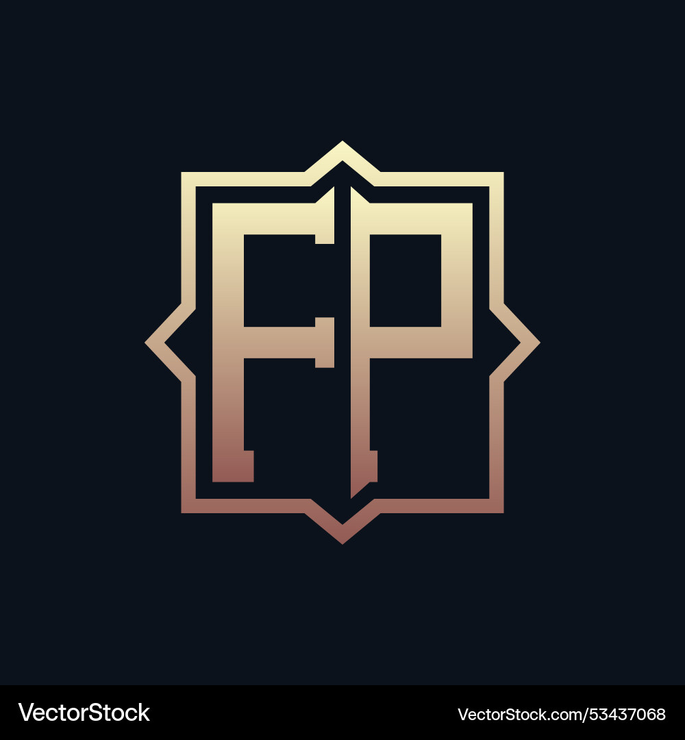 Luxury initial fp monogram logo design elegant Vector Image