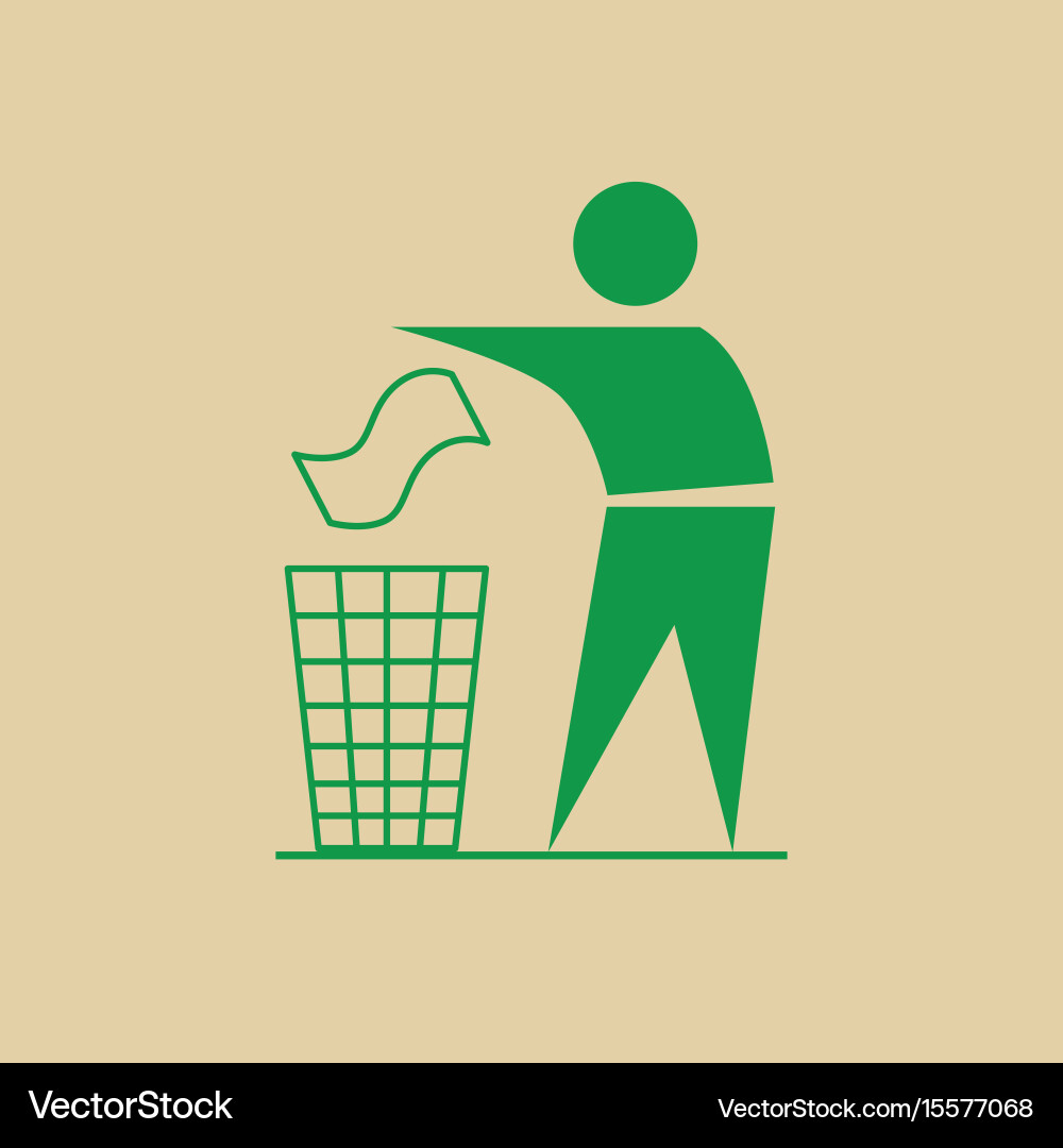 Man throw rubbish in bin recycle utilization logo Vector Image