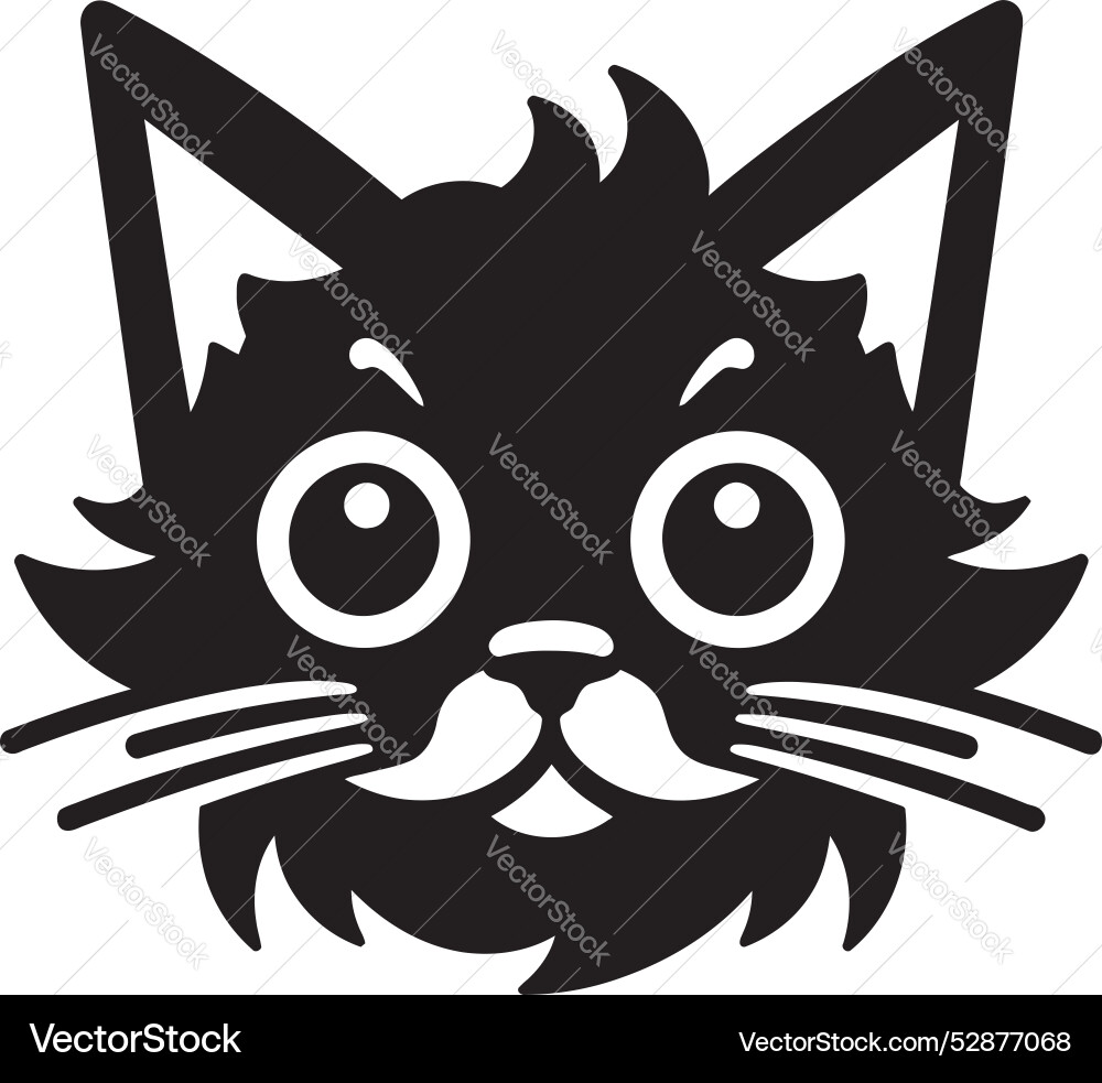 Monochromatic cat craft shadowed cat face Vector Image