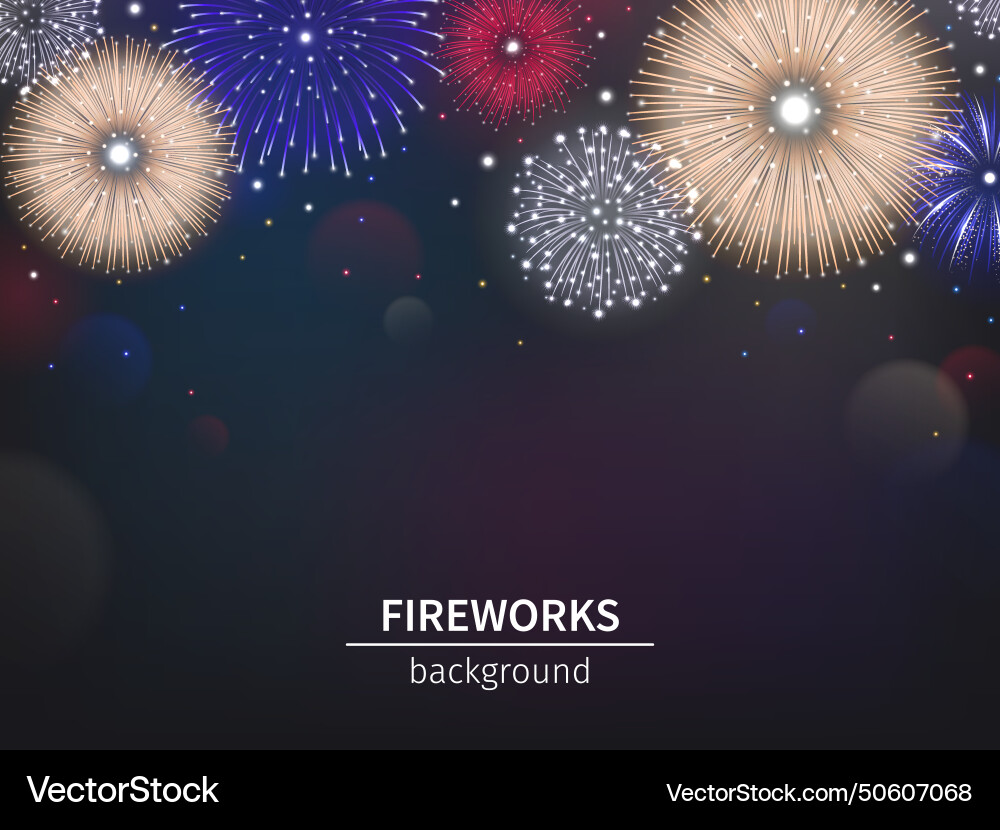 Realistic fireworks background Royalty Free Vector Image