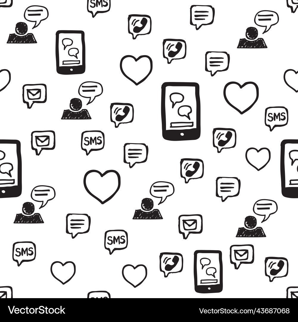 Smart phone love sms and communications seamless Vector Image