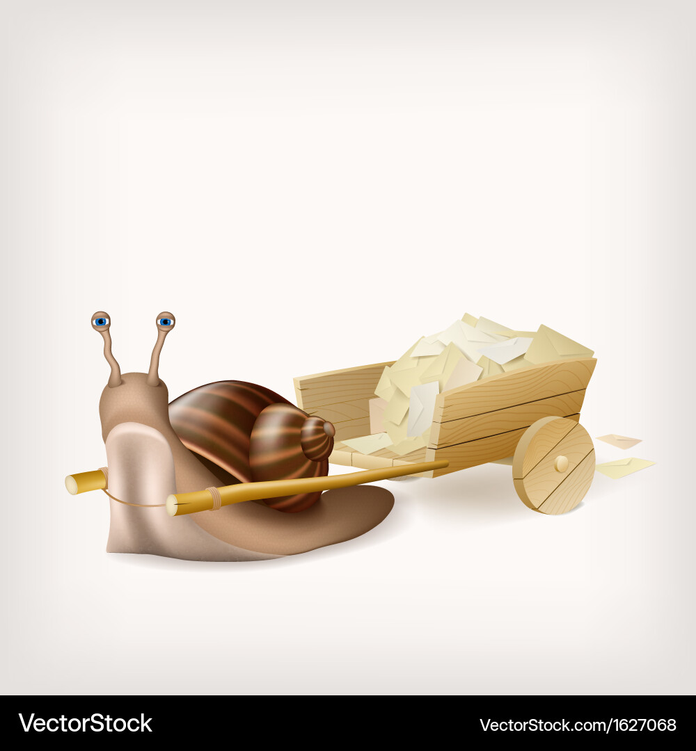 Snail with the cart mail Royalty Free Vector Image