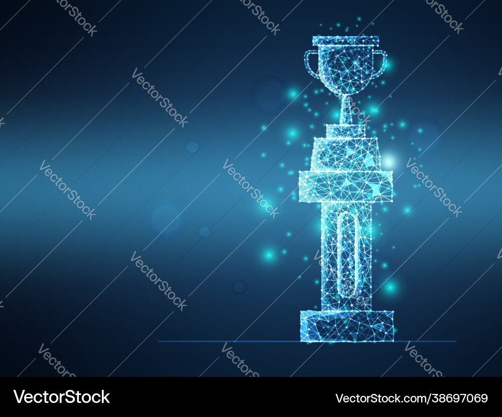 Abstract futuristic wireframe mesh trophy Vector Image