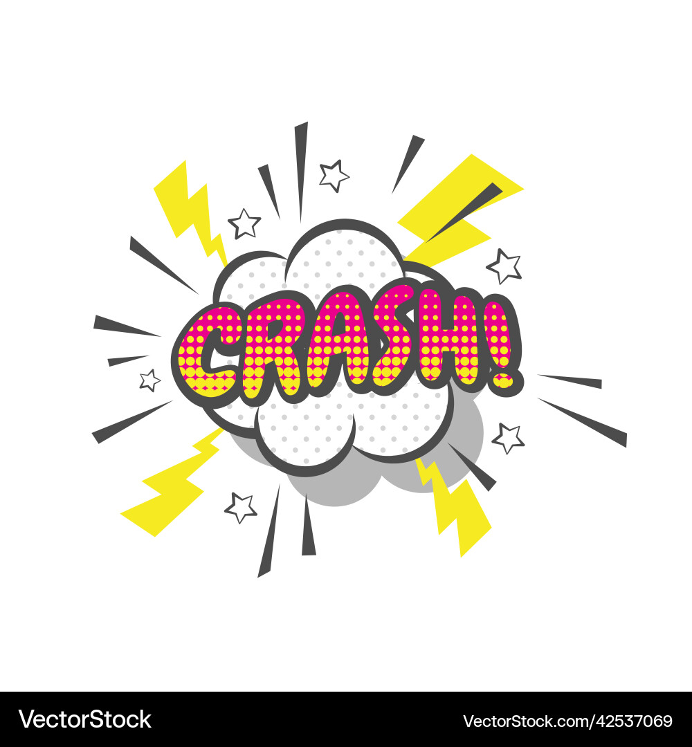 Crash comic cartoon lettering pop art style Vector Image