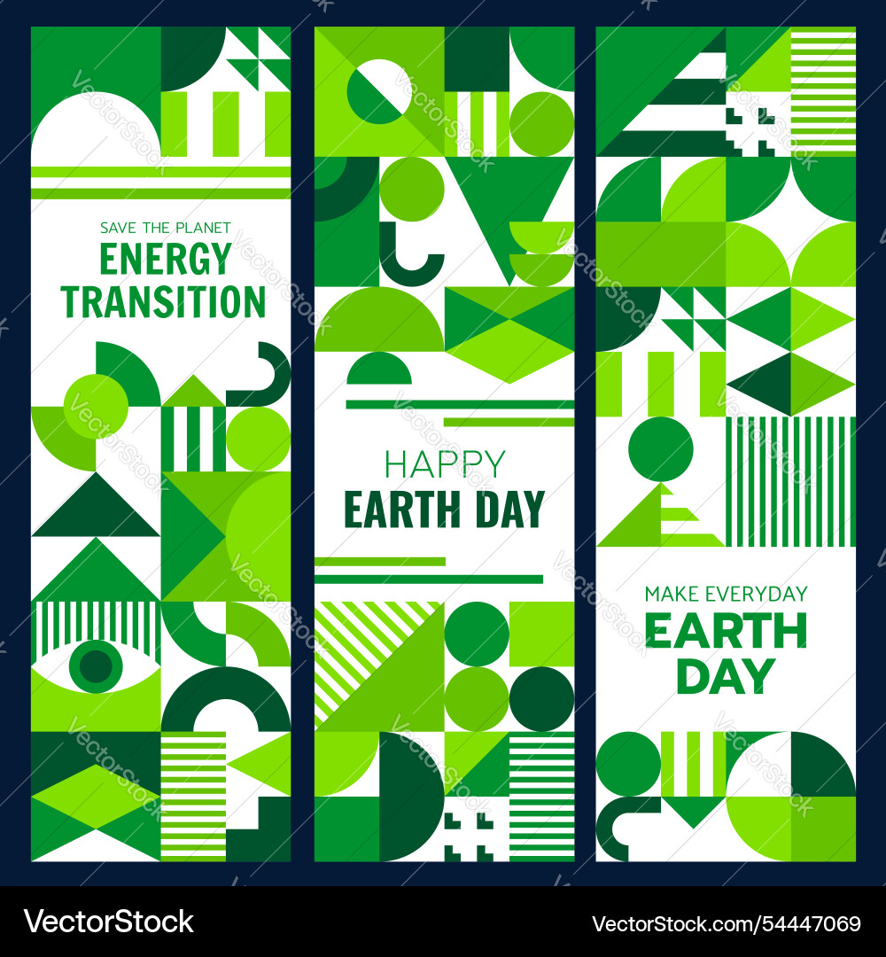 Ecology banners with eco green geometric pattern Vector Image