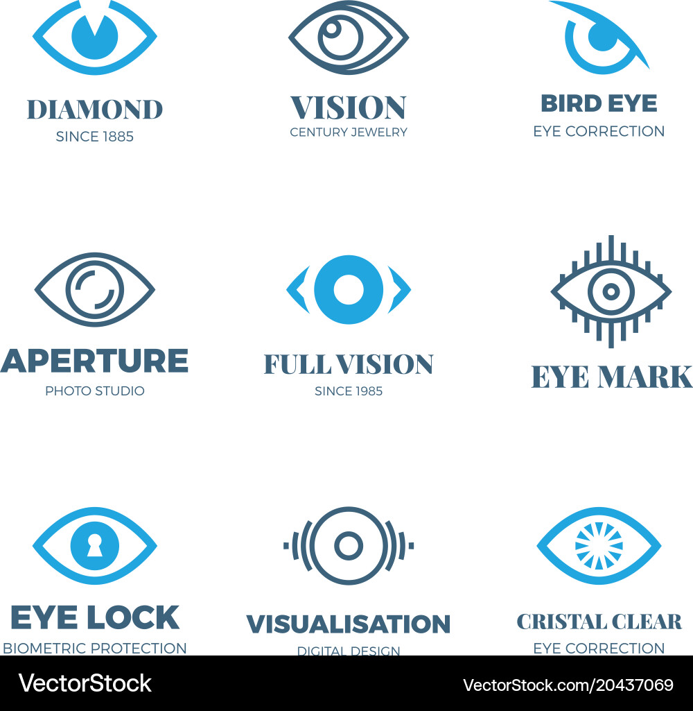 Magic eye logos mysterious sight symbols vision Vector Image