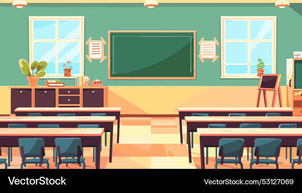 School empty classroom interior horizontal Vector Image