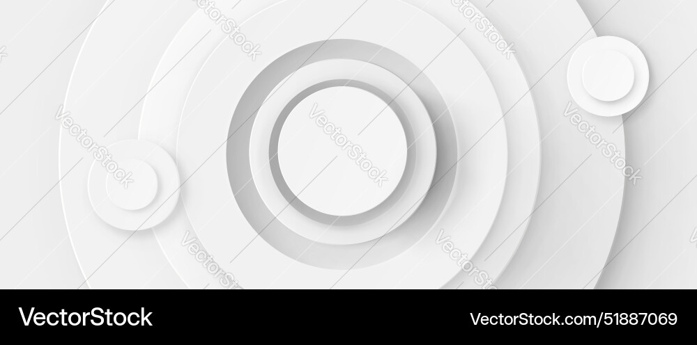 White circular cut paper layers background Vector Image